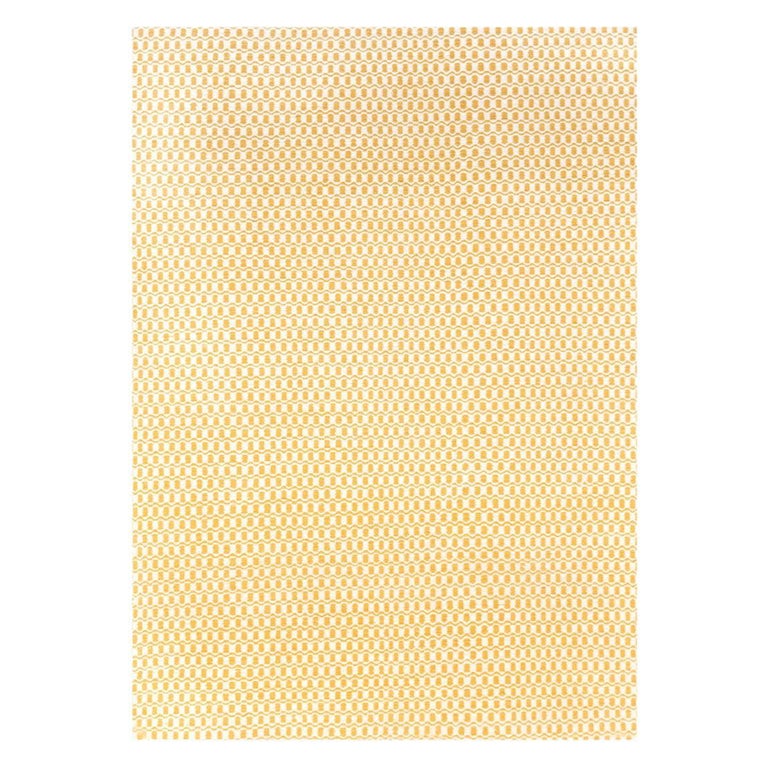 Modern Handwoven Wool Rug Carpet in Light Yellow and Ivory Honeycomb ...