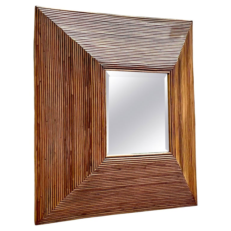 Vintage Coastal Pencil Reed Mirror at 1stDibs