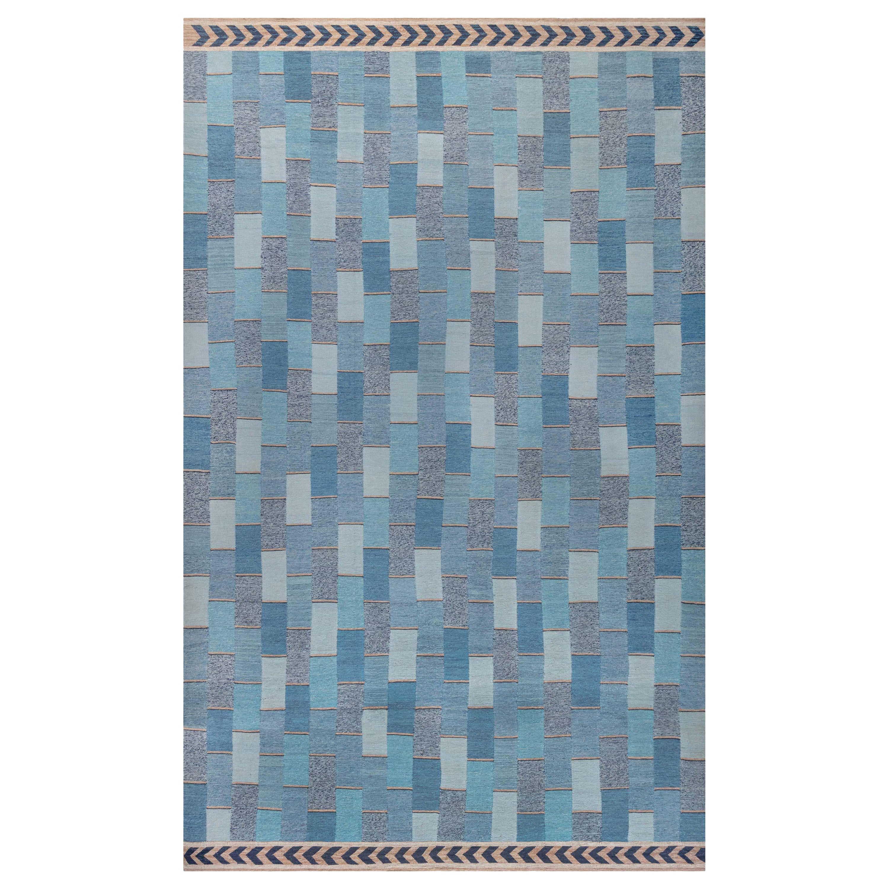 Vintage Swedish Brown and Burgundy, Beige and Green - Blue Wool Rug at ...