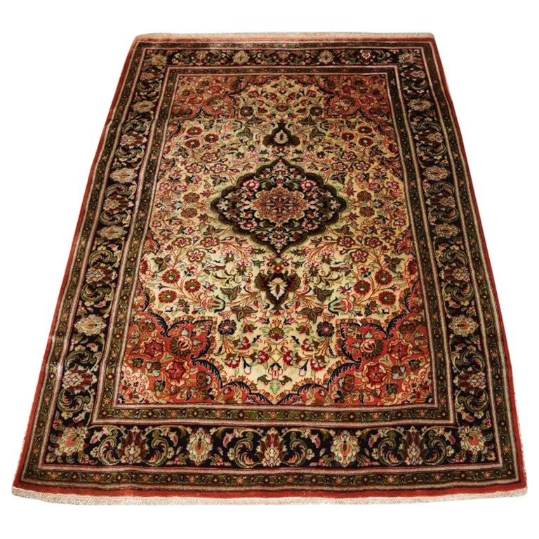 Persian Qum Silk Rug with Fine Weave For Sale at 1stDibs
