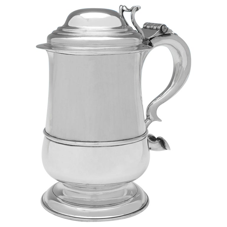 George III Period Antique Sterling Silver Lidded Tankard, Newcastle ...