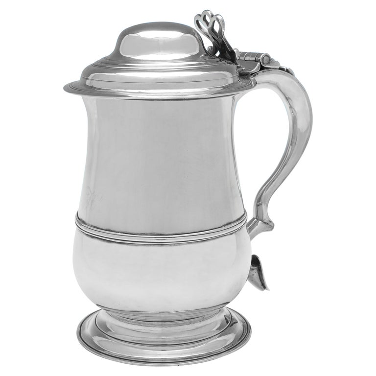 George III Period Antique Sterling Silver Lidded Tankard, London, 1773 ...