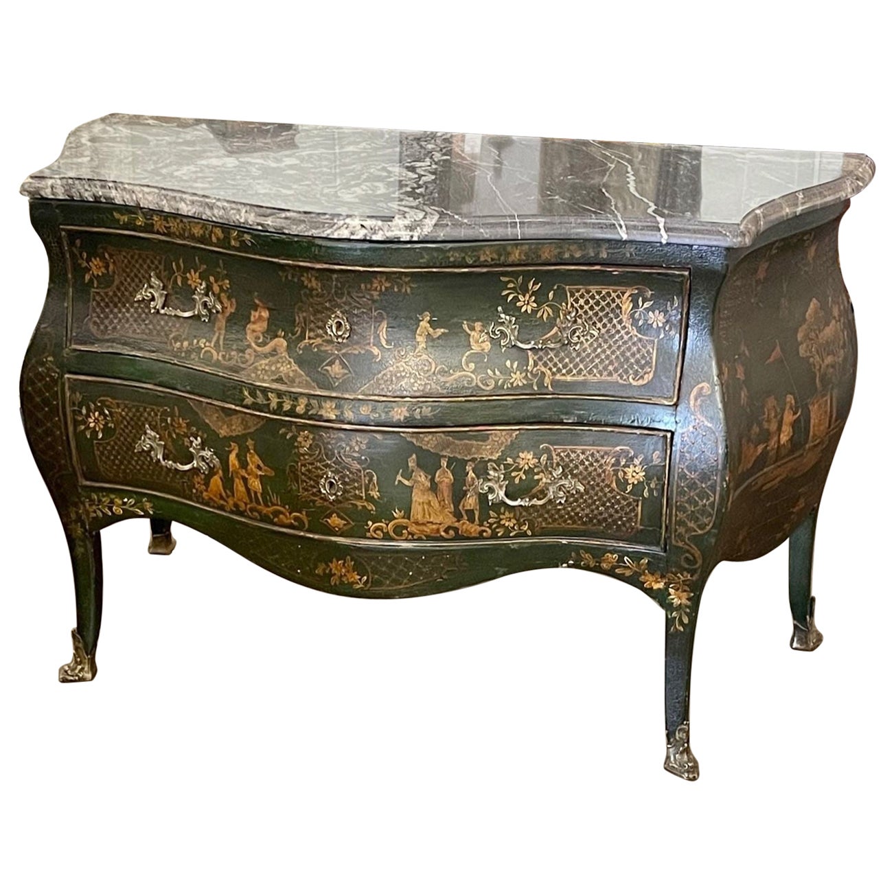 English Victorian Green Ceramic Tile Backsplash Marble Top Washstand ...