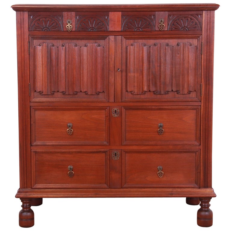 Kittinger William and Mary Carved Walnut Gentleman's Chest, Newly ...