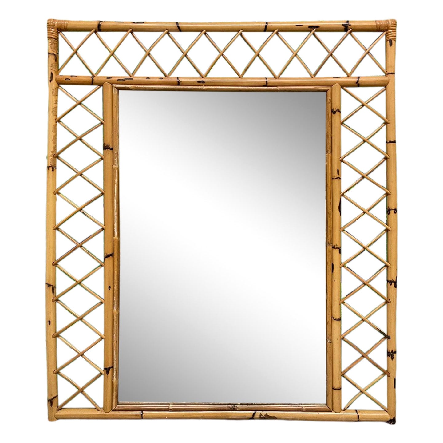 Bamboo Split Reed Rattan Wall Mirror at 1stDibs