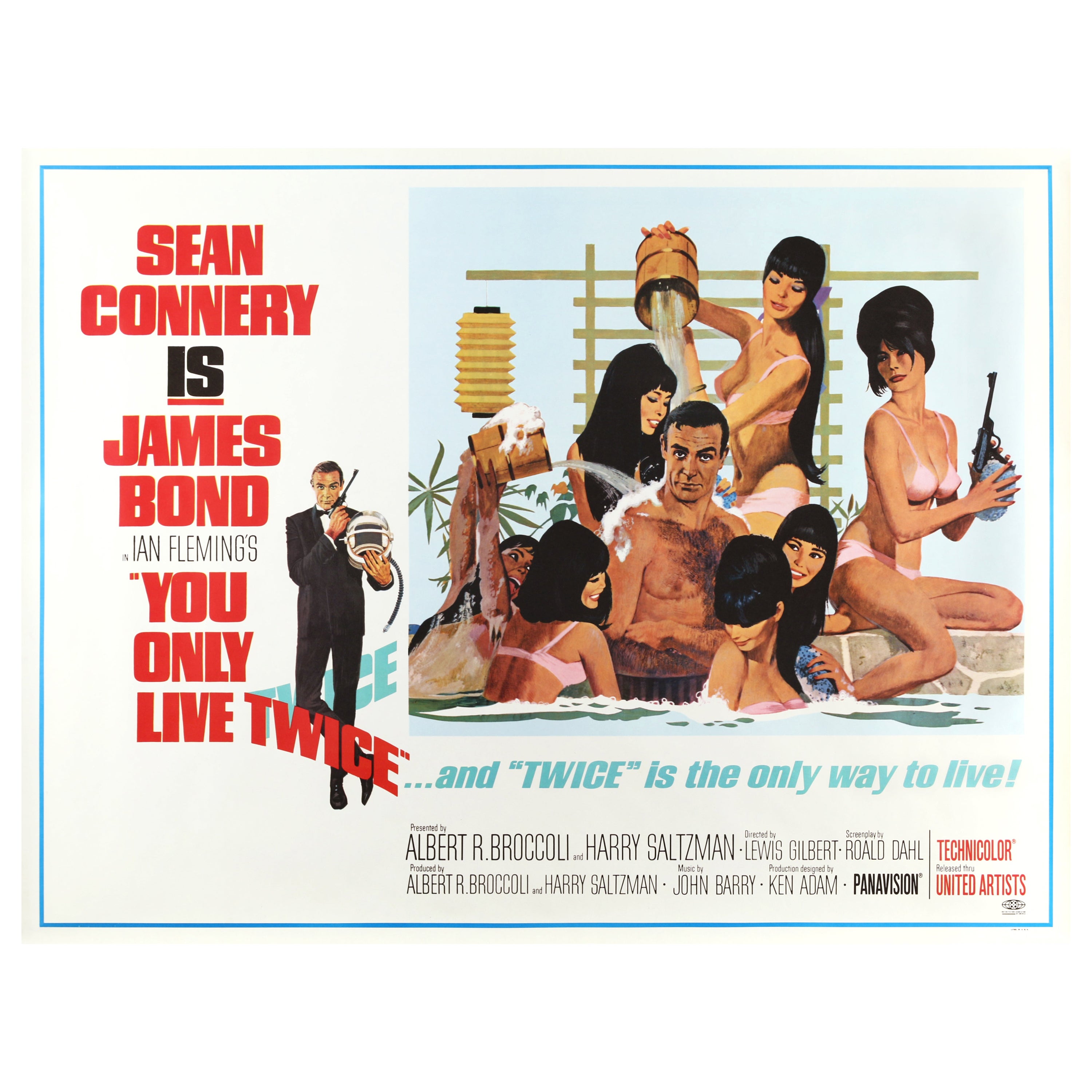 Original Vintage James Bond Movie Poster For The 007 Film Diamonds Are