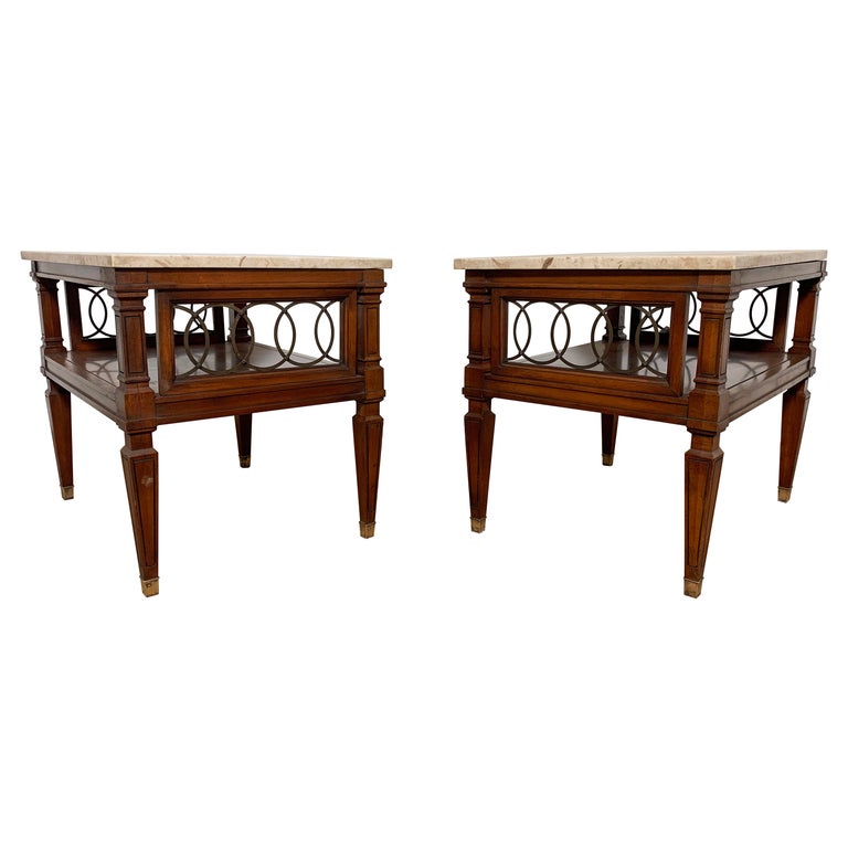 Pair of Regency Style End Tables with Marble Tops circa 1960s For Sale ...