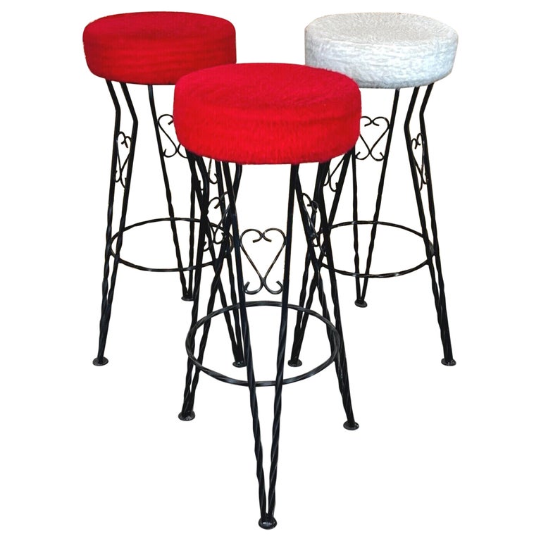 3x 50s 60s Bar Stools Brutalist Iron Cast Iron Design 50s 60s For Sale ...