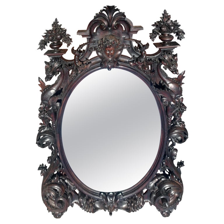 French 19th Century Lime Wood Mirror For Sale at 1stDibs | gothic mirror