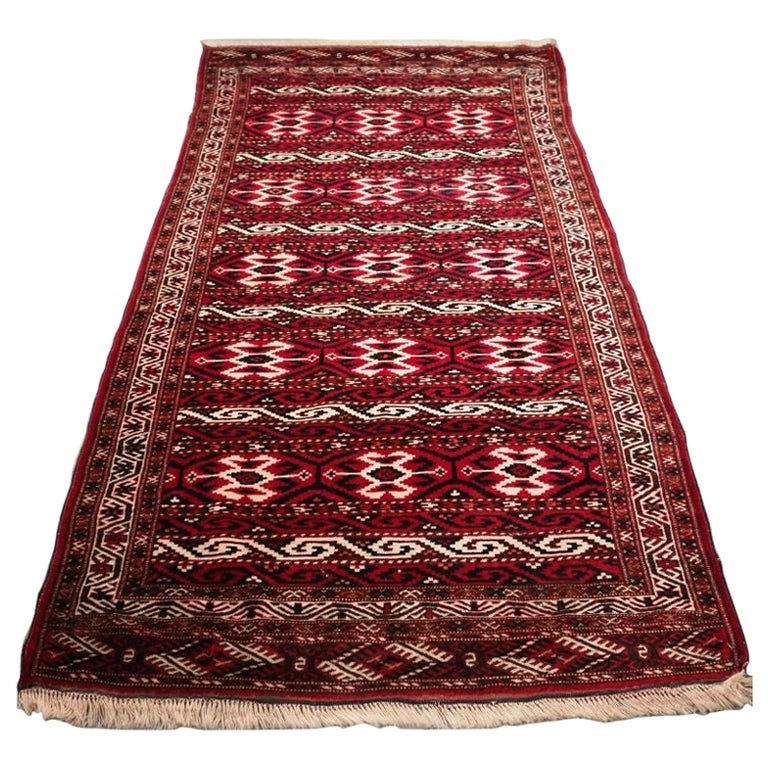 Old Yomut Turkmen Long Rug of Banded Design For Sale at 1stDibs