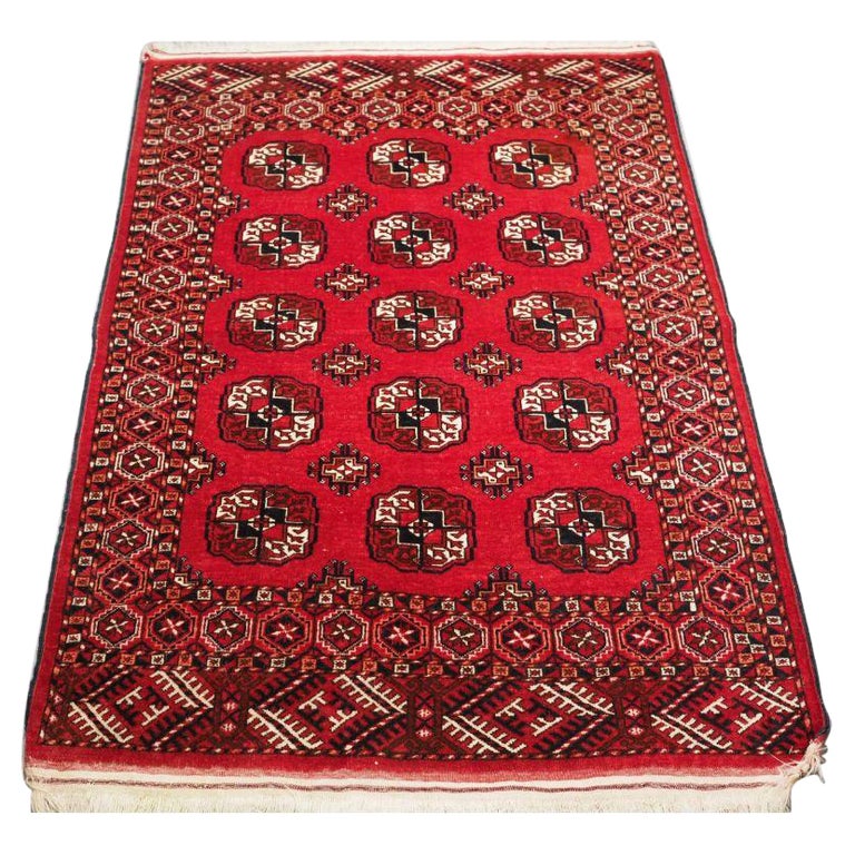 Old Afghan Rug of Traditional Tekke Turkmen Design For Sale at 1stDibs
