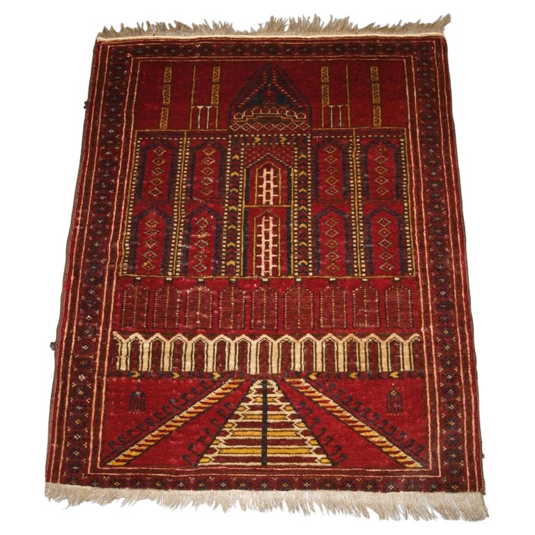 Old Afghan Prayer Rug of Traditional Village Mosque Design For Sale at ...
