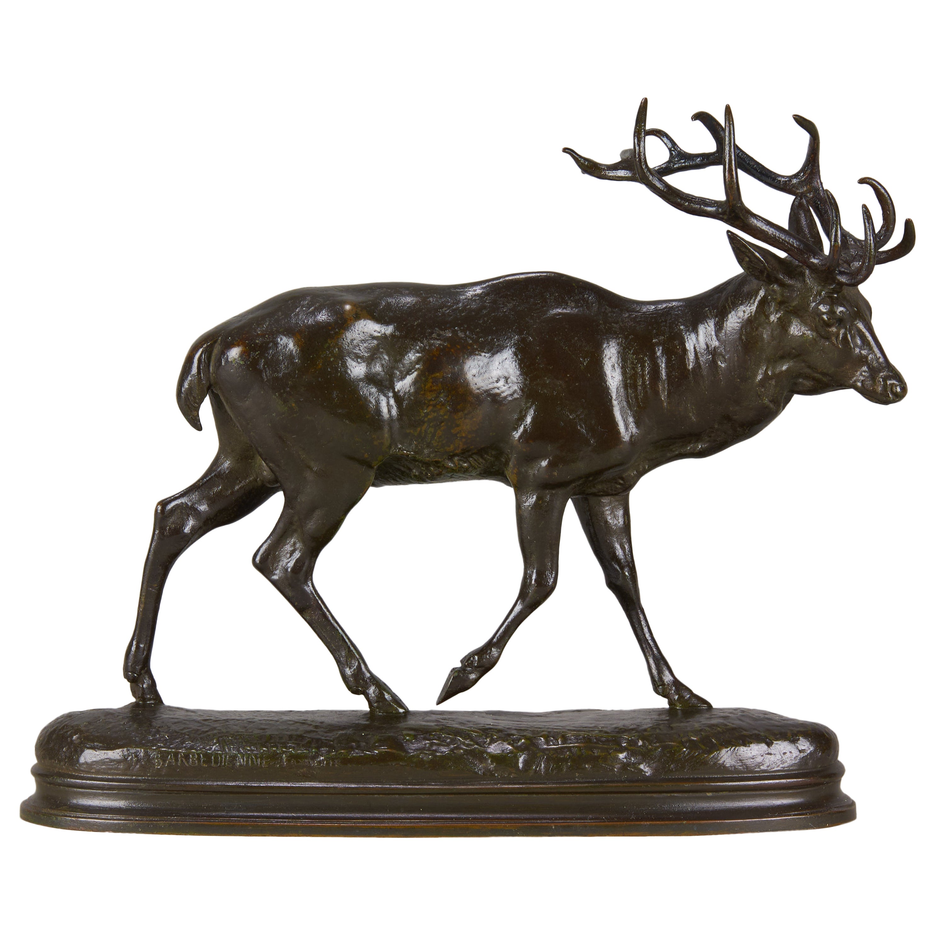 Late 19th Century French Animalier bronze entitled "Cerf Qui Écoute ...