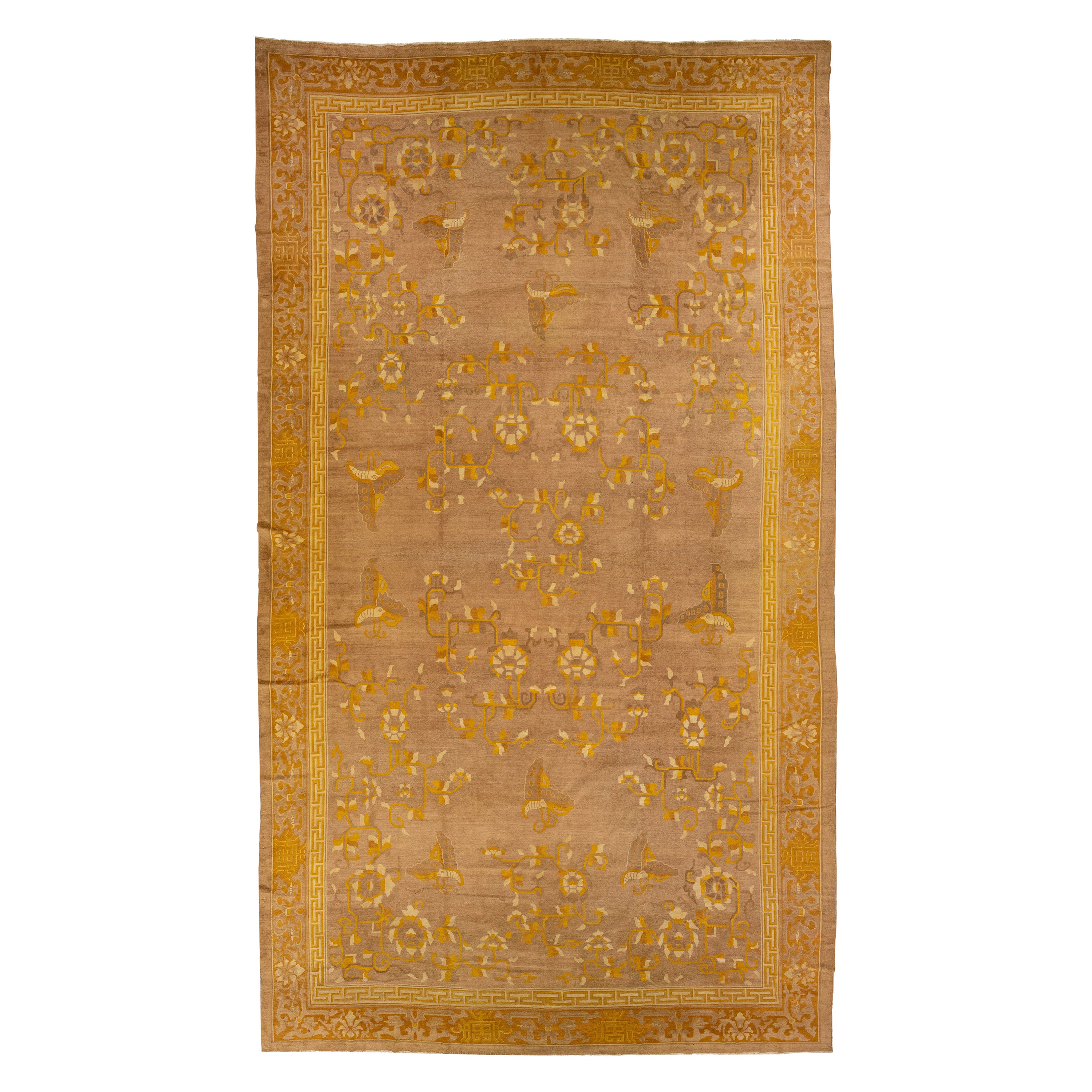 Antique Agra Geometric Beige and Red Wool Floral Rug by Rug and Kilim ...