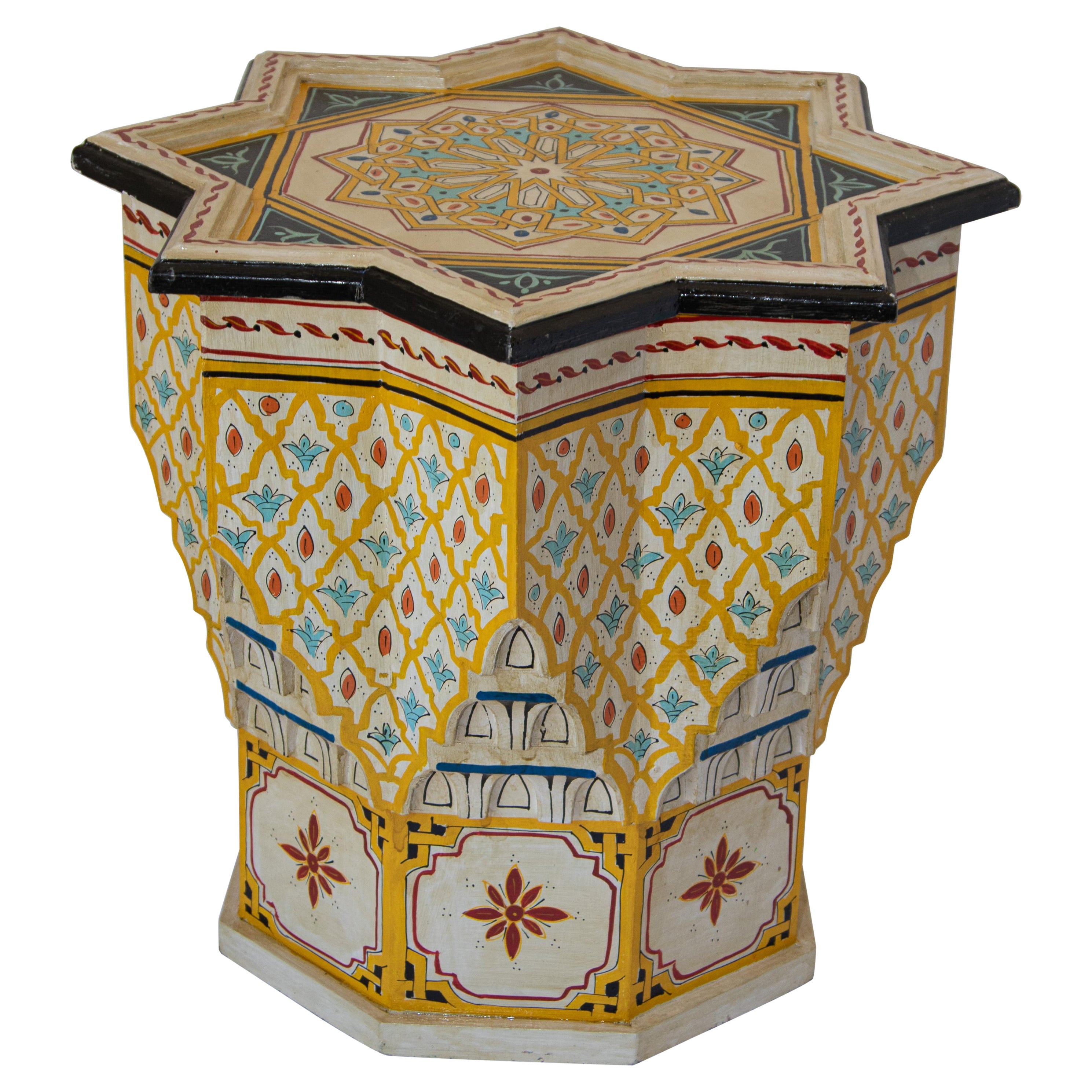 Moroccan Hand-Painted Side Table at 1stDibs
