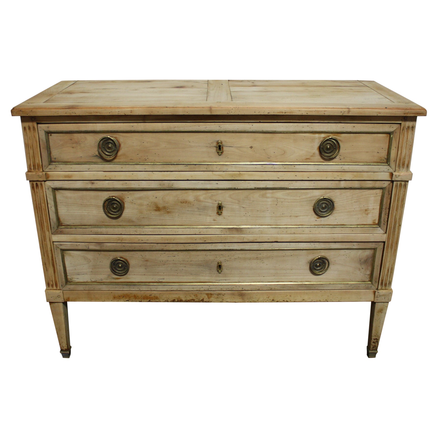 Large French Mid-Century Modern Louis Vuitton Style Leather Trunk ...