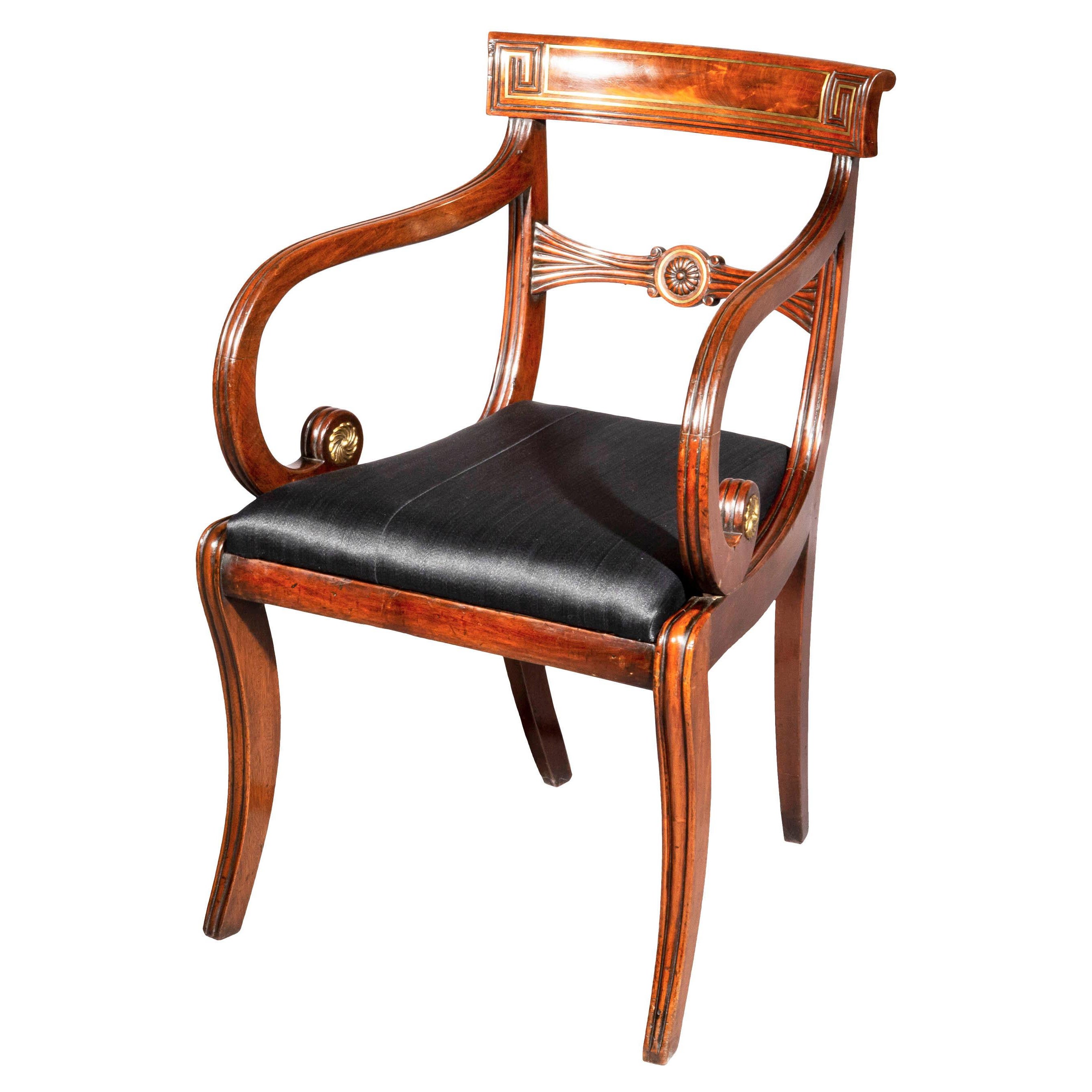 Sensational Greek Key Motif Regency Style Arm Chair Club Chair with ...