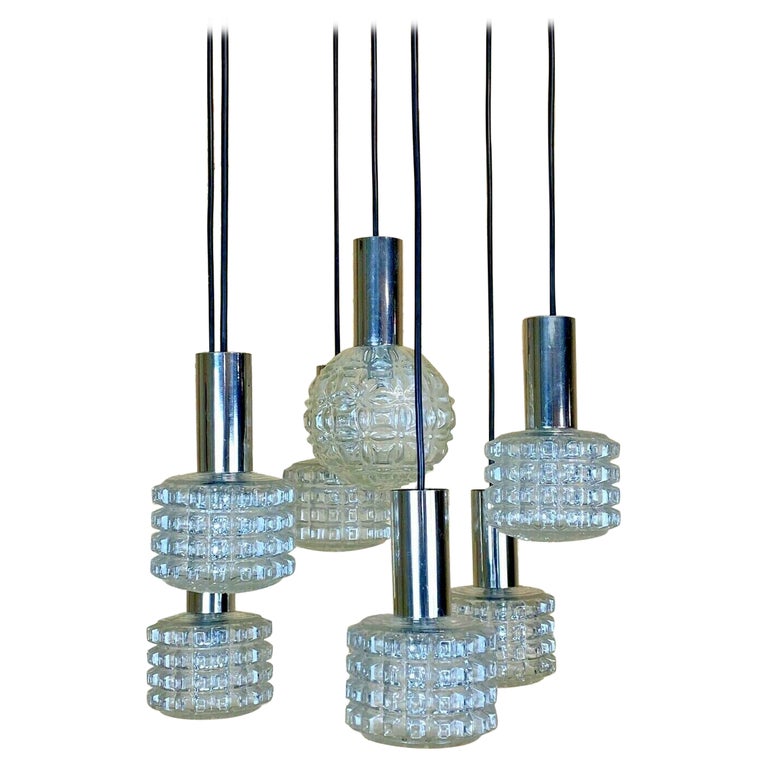 60s 70s Ceiling Light Hanging Lamp Cascade Lamp Glass Space Age Design ...