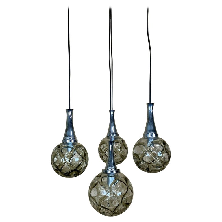 70s Ceiling Light Hanging Lamp Cascade Lamp Glass Chrome Space Age ...