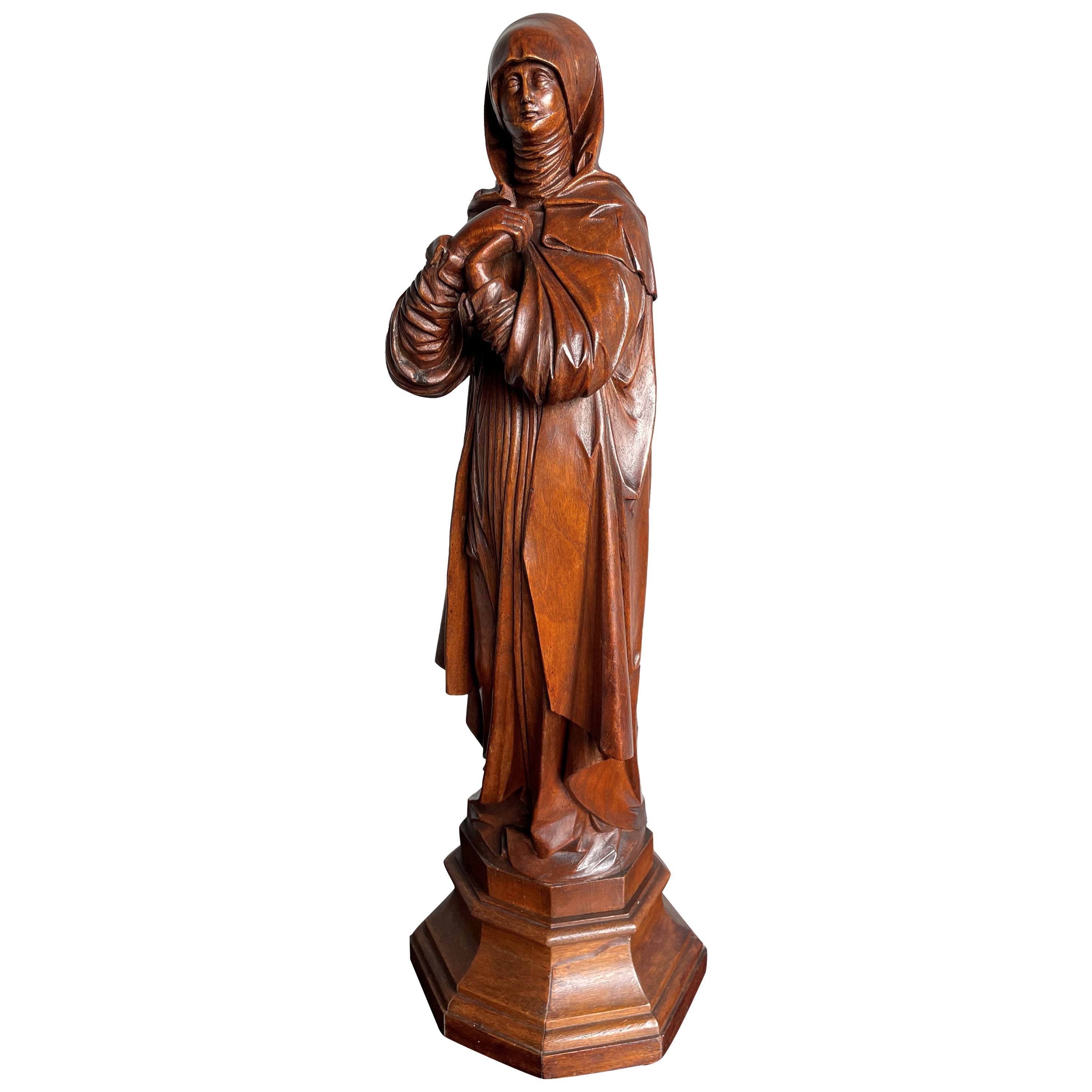Hand Carved Antique Wooden Statuette / Sculpture of Saint Teresa of ...