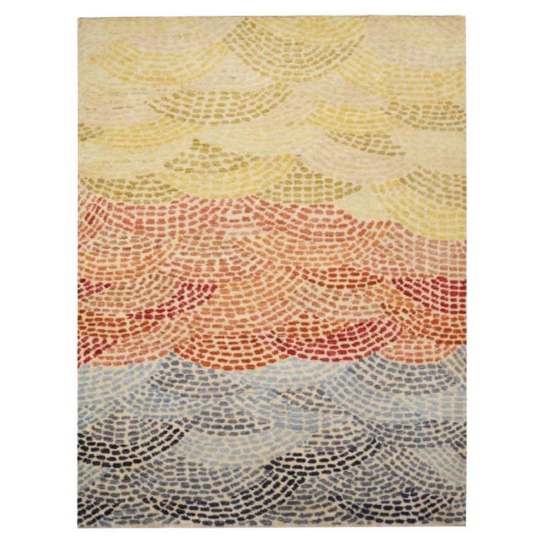 Contemporary Abstract Handmade Silk and Wool Rug. 1.50 X 0.90 m For ...
