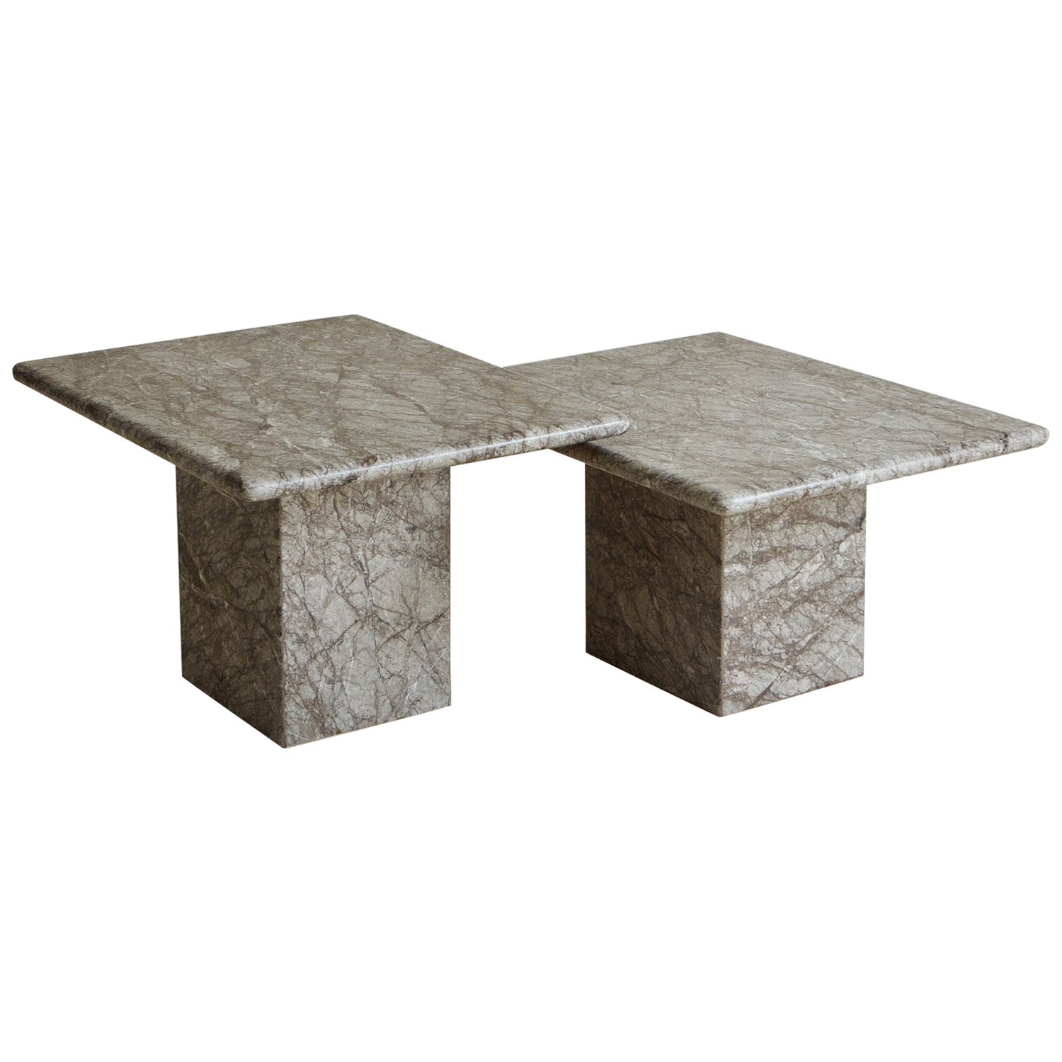 Pair of Travertine Nesting Tables Made in Italy at 1stDibs