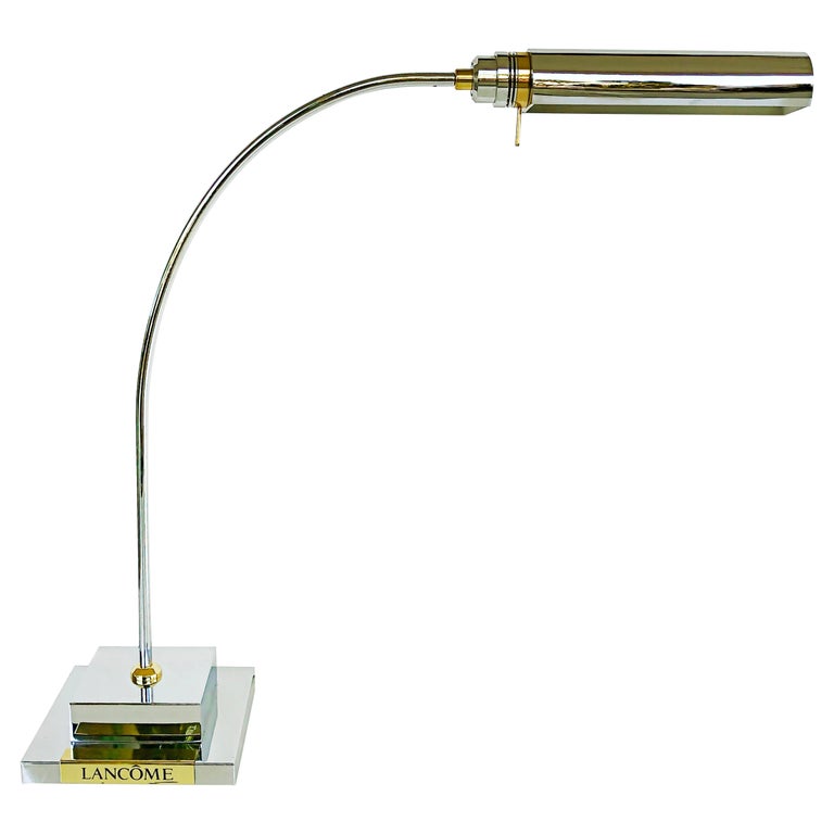 French Modernist Lancôme Display Table Lamp, Stainless Steel and Brass ...