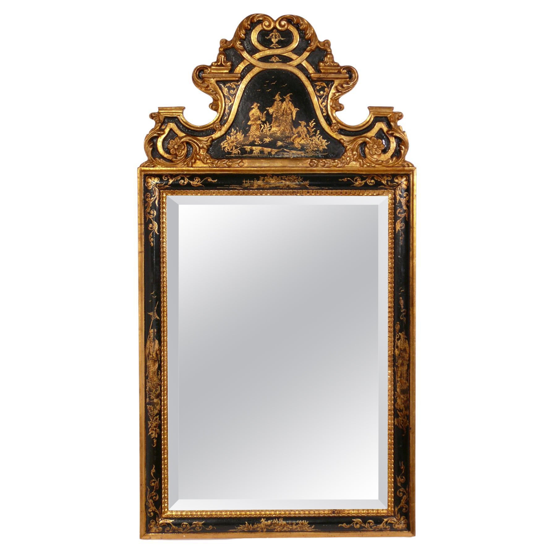 Pair of Monumental Chinoiserie Style Painted Mirrors at 1stDibs