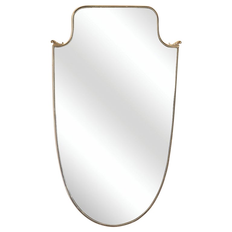 Large Italian Brass Shield Mirror at 1stDibs
