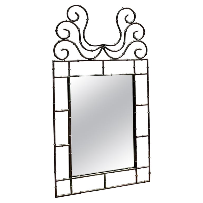 Vintage Coastal Wrought Iron Swirl Mirror at 1stDibs