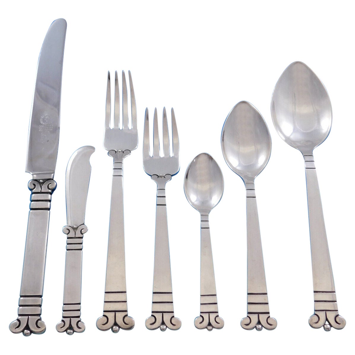 Aztec Column by Pedro Castillo Mexican Taxco Sterling Silver Flatware ...