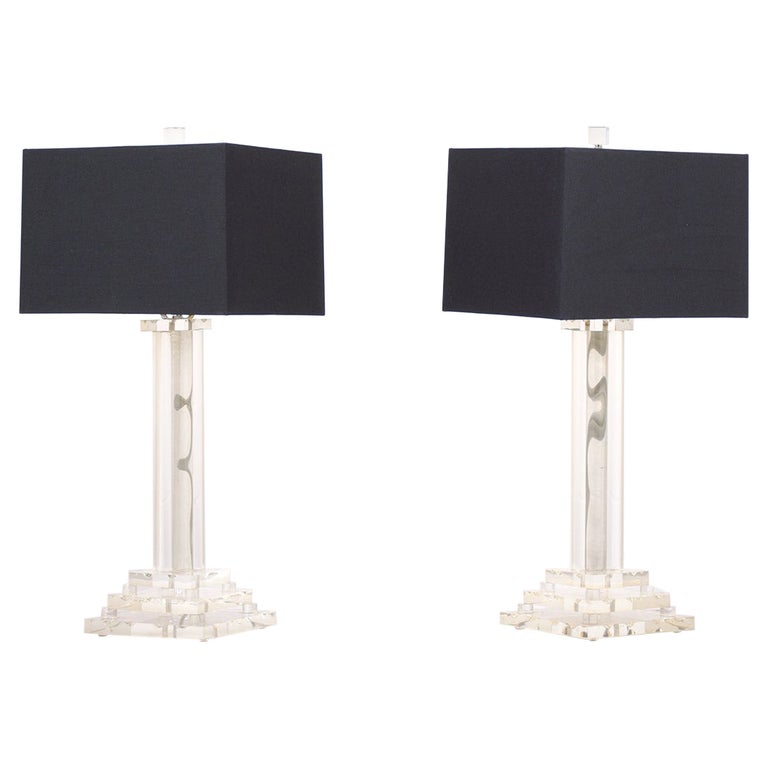 Pair of Vintage Mid-Century Modern Lucite Table Lamps at 1stDibs