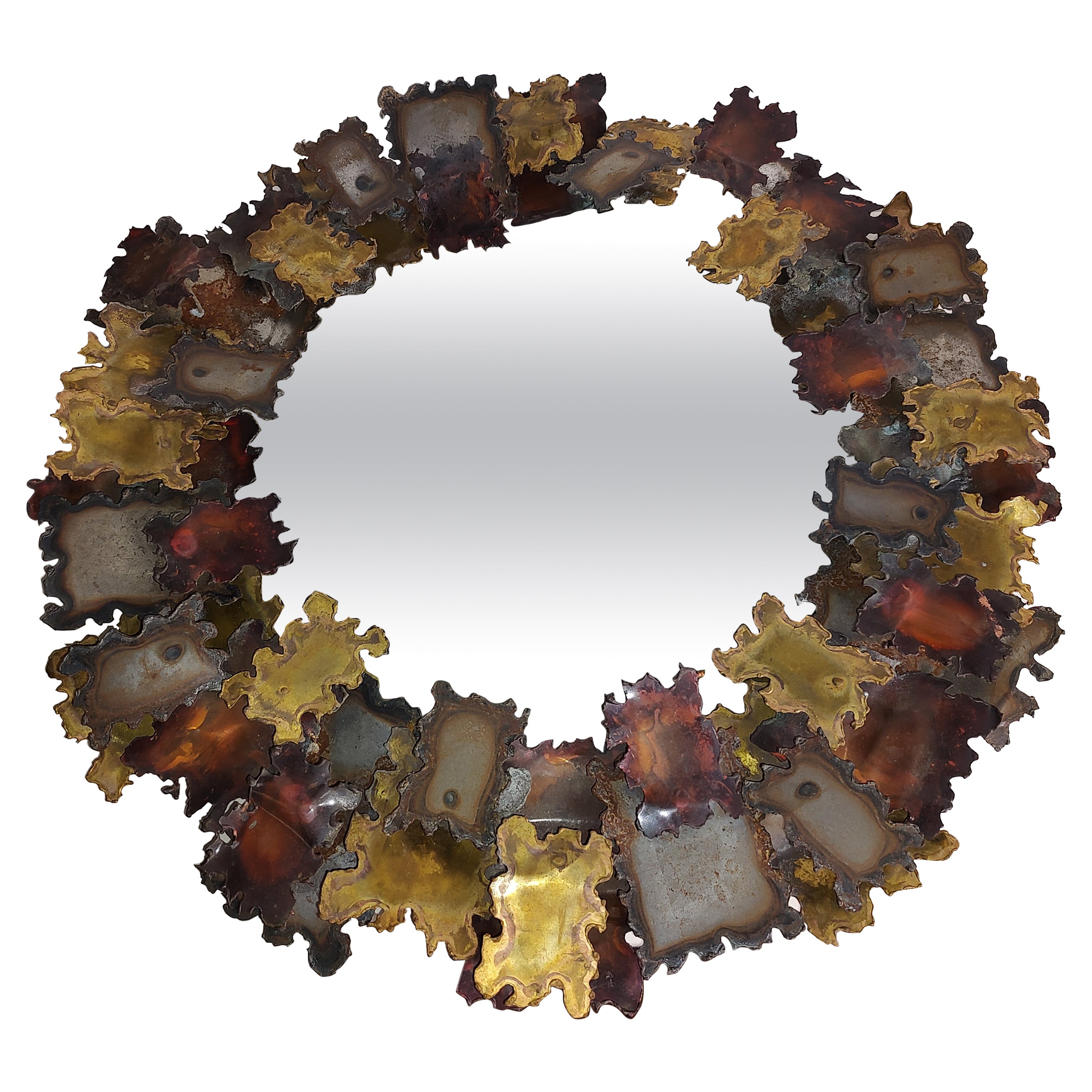 1970s Brutalist Zodiac Wheel Mirror by Finesse Originals For Sale at ...
