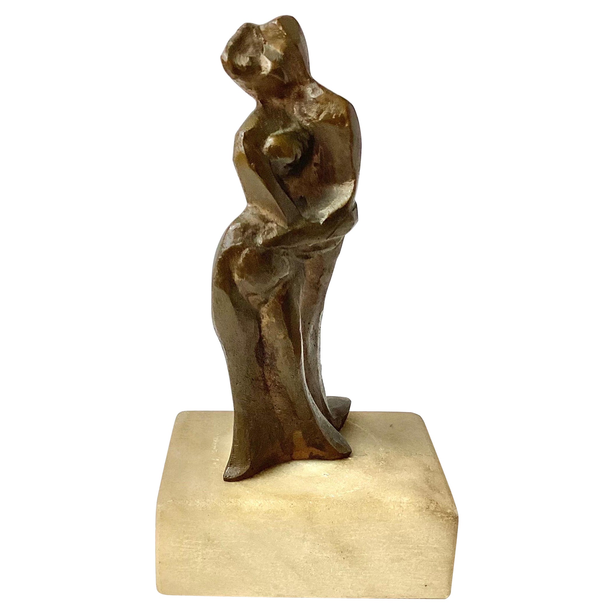 Emanuele Scarnicci Abstract Bronze Sculpture with Two Dancers, Signed ...