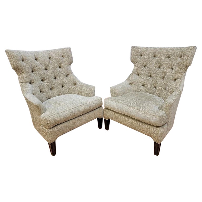 Vintage Designer Oversized Wingback Lounge Chairs by Marge Carson For ...