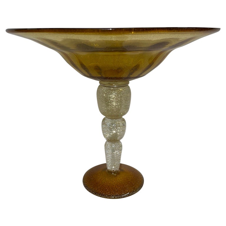 Large Murano Gold Glass Tazza For Sale at 1stDibs