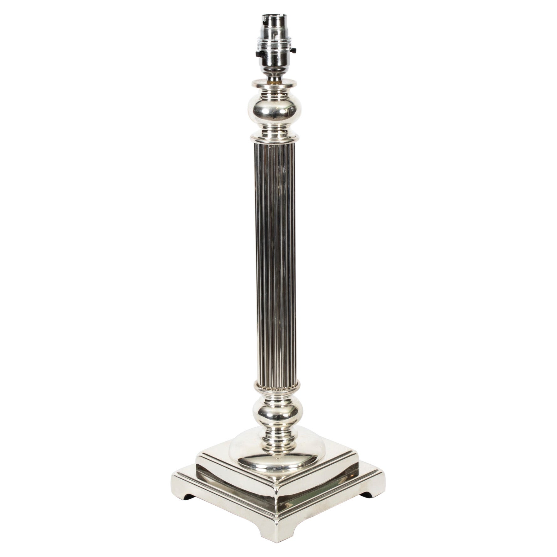 Antique Victorian Silver Plated Corinthian Column Table Lamp Late 19th ...