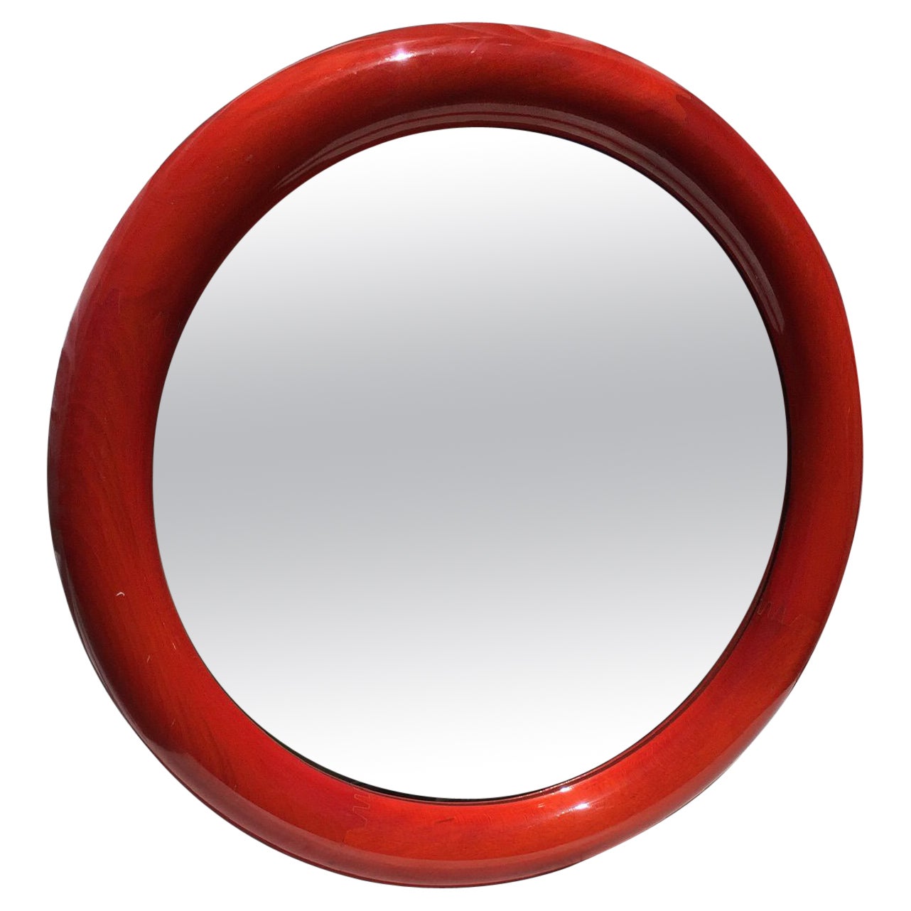 Italian Mirror from the 70s in Fluted Solid Walnut For Sale at 1stDibs