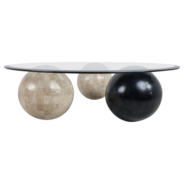 Tesselated Stone Sphere Coffee Table, 1980s at 1stDibs