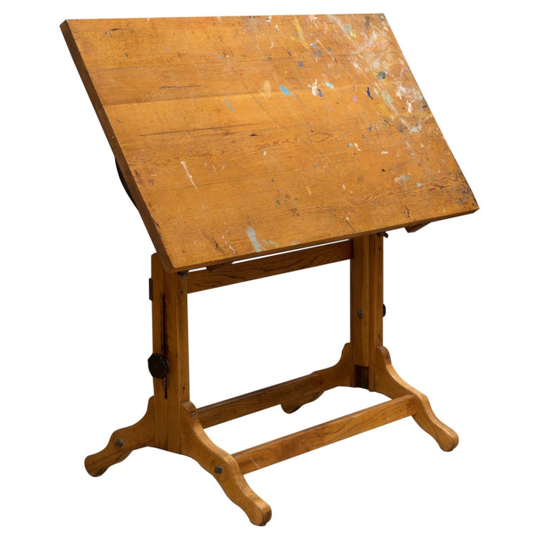 Antique Adjustable Redwood and Oak Drafting Table c.1930-1940 at 1stDibs