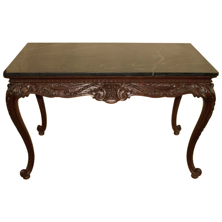 English Carved Marble Top Center Table For Sale at 1stDibs