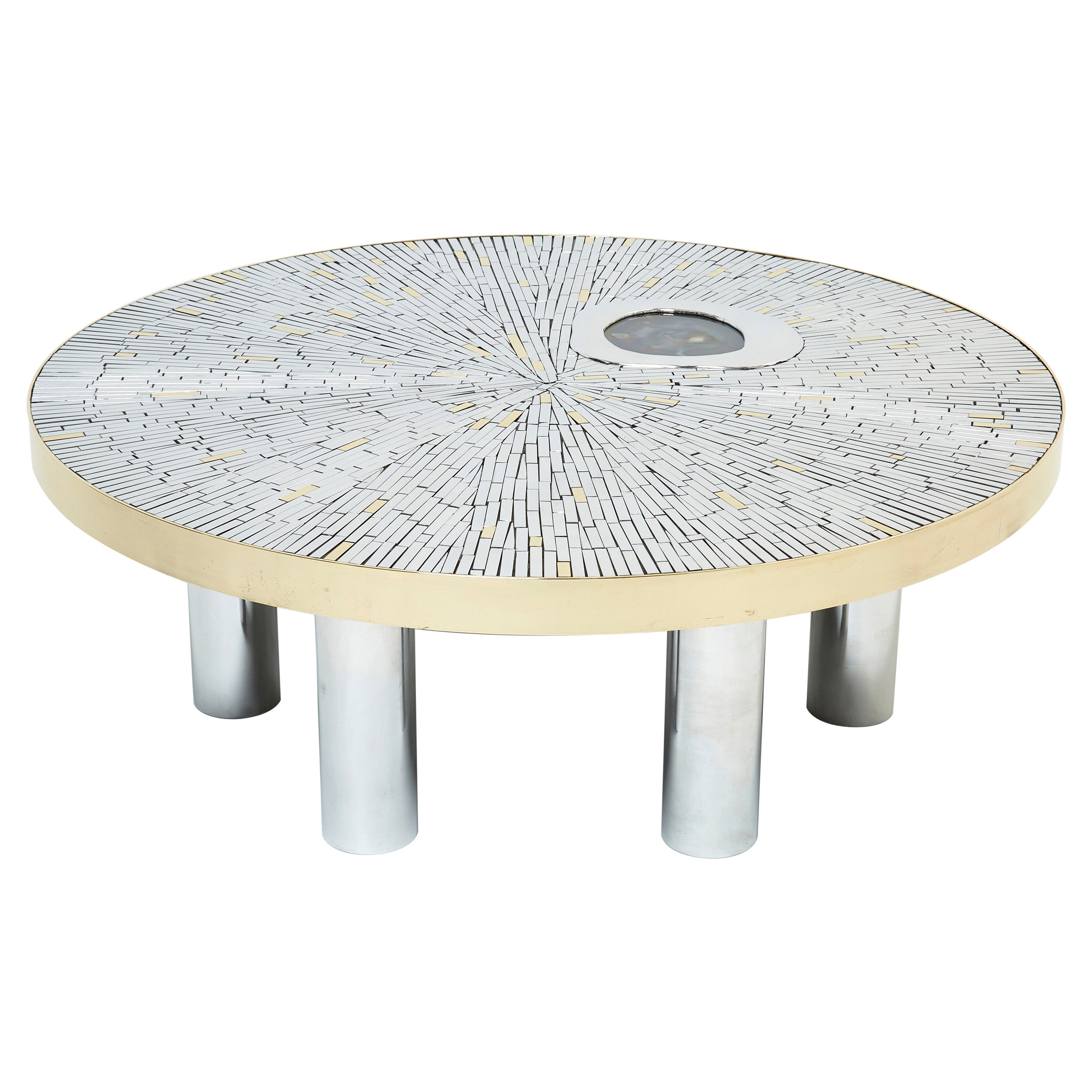 Signed George Mathias Etched Bronze and Agate Coffee Table at 1stDibs