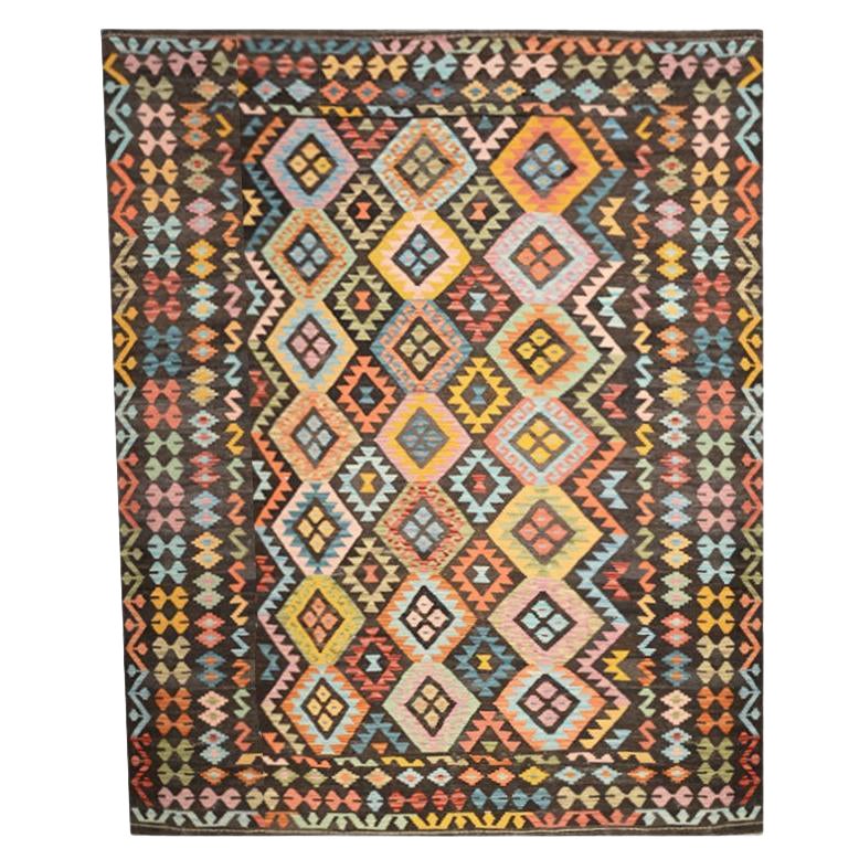Handmade Contemporary Kilim, Wool Geometric Design For Sale at 1stDibs