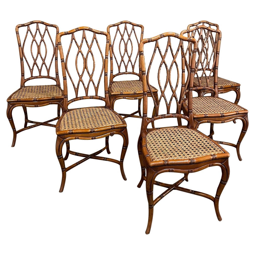 Set of Eight Black Faux Bamboo Dining Chairs at 1stDibs
