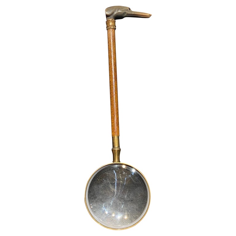19th Century Long Handled Magnifying Glass with Wooden Handle and ...