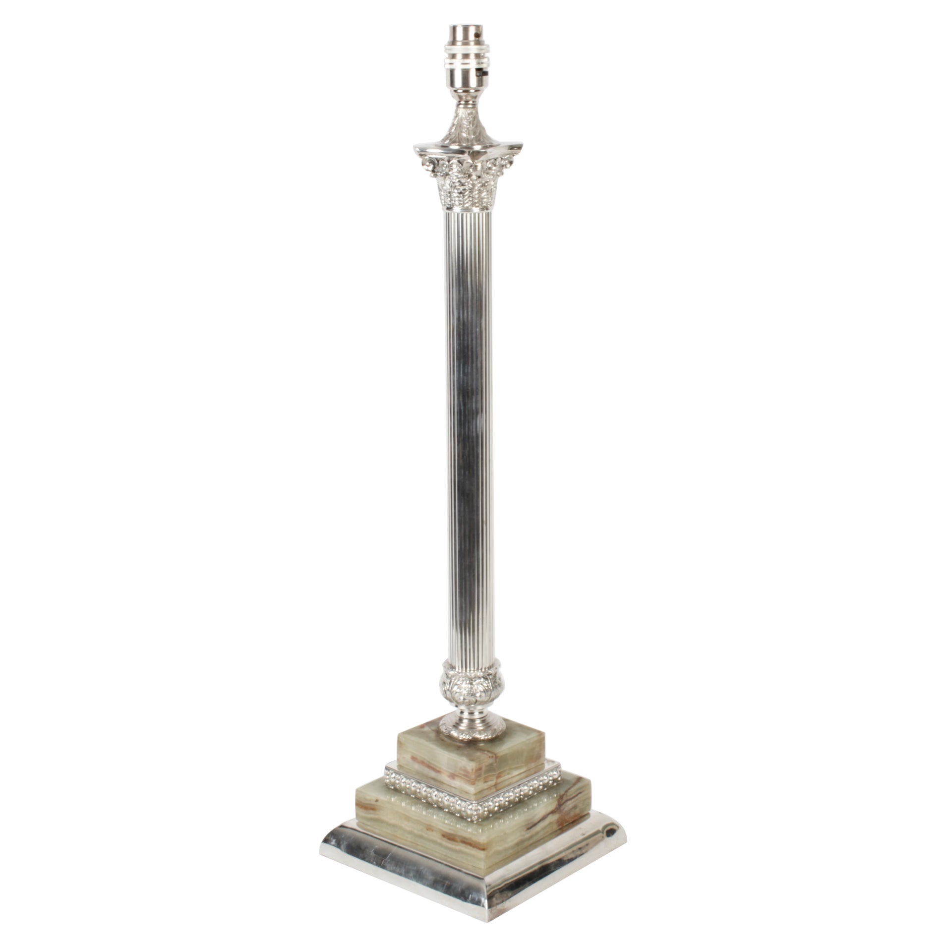 19th Century Victorian Silver Plated Column Lamp For Sale at 1stDibs