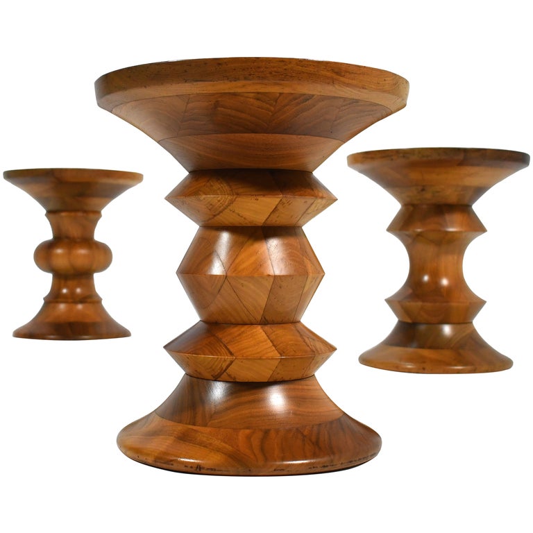 Eames Walnut Time-Life Stools by Herman Miller at 1stDibs