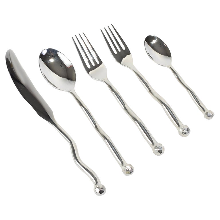 Sphere 5-Piece Flatware Set in Silver at 1stDibs