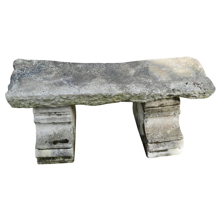 Hand Hewn Stone Garden Bench Seat For Sale at 1stDibs | stone bench outdoor
