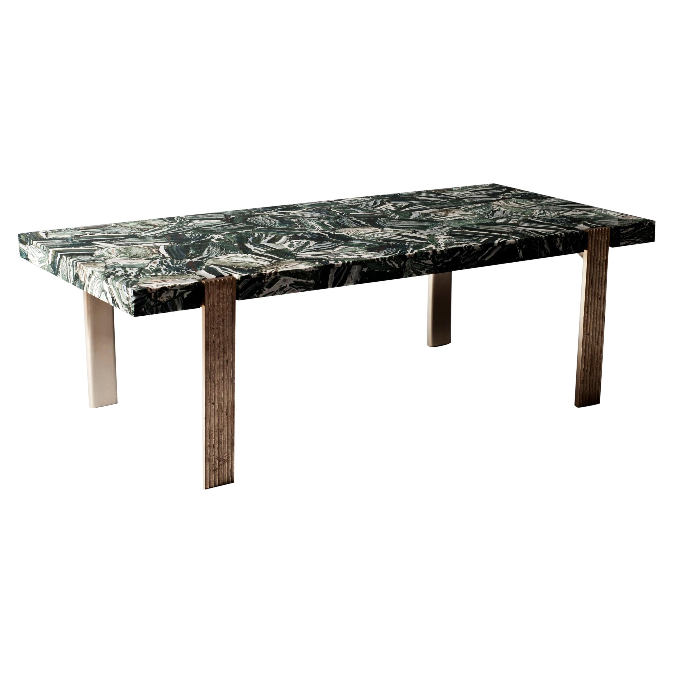 Beveled Glass Top Coffee Table on Cast Stone Corinthian Capital Bases ...